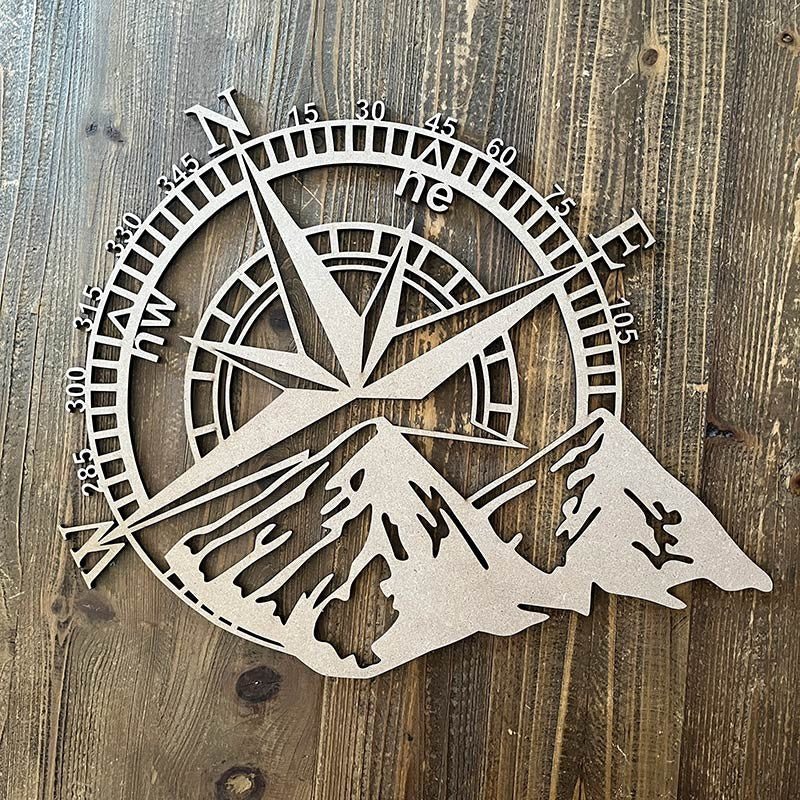 Wooden compass rose with mountains – WeLoveCut